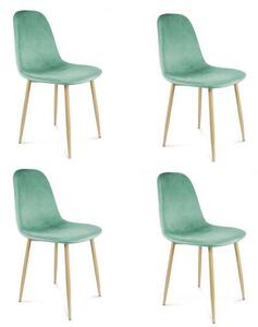 Scaune tip scandinav, velur, model cusatura pe spate, verde si natur ...