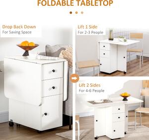 HOMCOM Masă Rabatabilă pentru Maxim 6 Persoane cu 2 Sertare, Dulap și ...