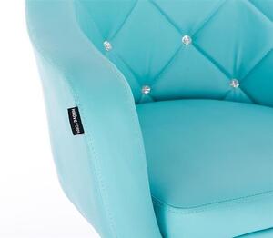 HR830K Scaun Turcoaz de Piele cu Bază Aurie | FAVI.ro