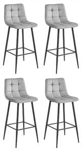 Set 4 Scaune Bar Fido XL Catifea Gri Inchis | FAVI.ro