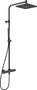 Hansa Aurelia - Set de duș cu termostat, 25x25 cm, negru mat 4719911333 | FAVI.ro