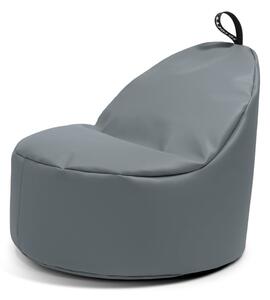 Fotoliu puf pentru copii gri cu tapițerie din imitație de piele Pad M ...