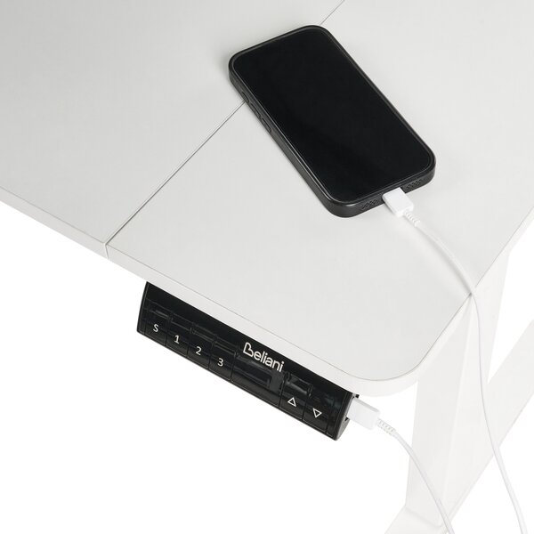 Birou electric reglabil pe înălțime LUCAMA Alb 120 cm 60 cm cu port USB ...