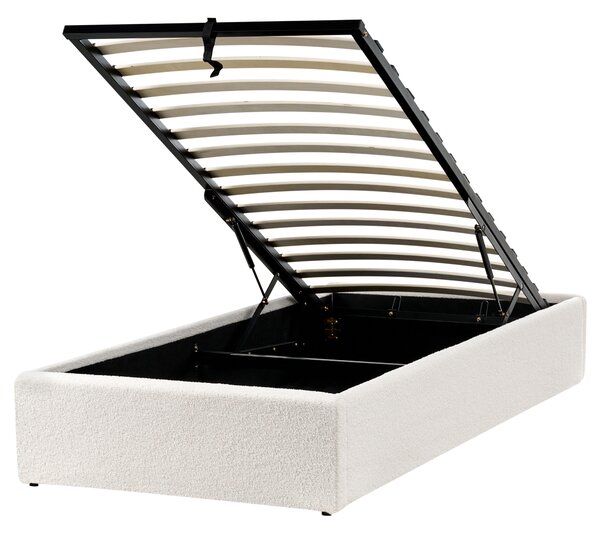 Pat otoman fără tăblie Boucle DINAN 90 x 200 cm Alb-murdar | FAVI.ro