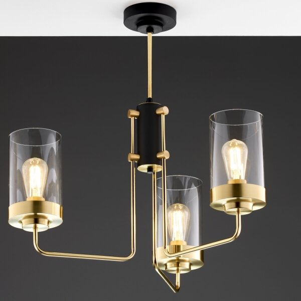 Jupiter 2087 - Lustru cu tija RAMIREZ 3xE27/15W/230V auriu/negru | FAVI.ro