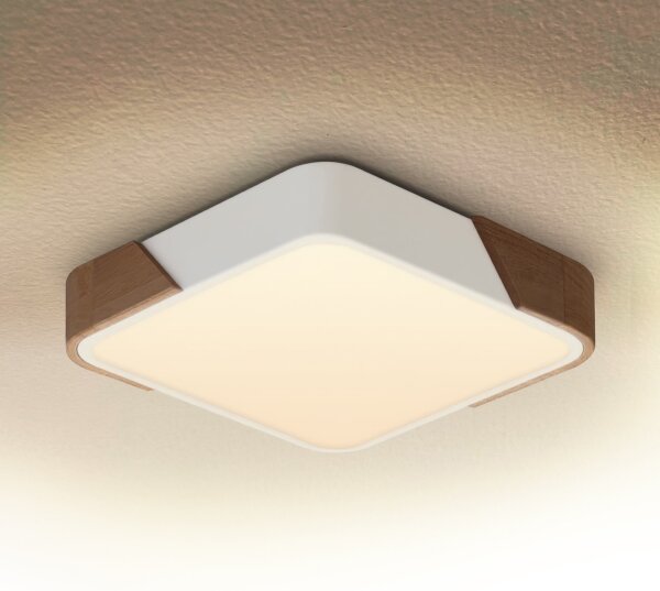 Brilagi - Plafonieră LED PILANA LED/24W/230V, stejar/alb, 32 x 32 cm ...