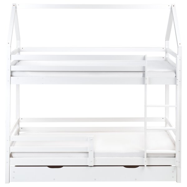 Pat supraetajat cu sertare Casă Lemn de pin GIRGOLS 90 x 200 cm cu ...