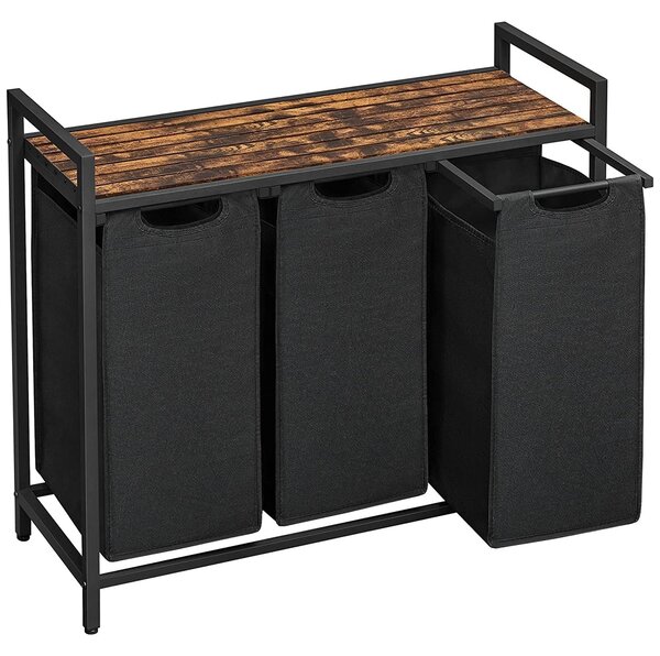 Cos de rufe VASAGLE, sortator de haine cu 3 saci detasabile si ...