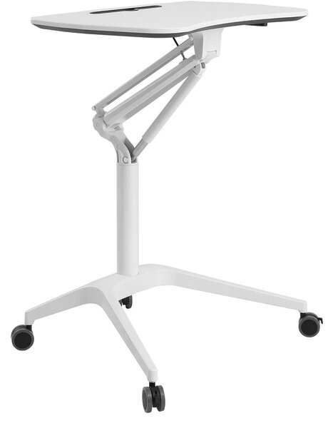 SONGMICS Masa reglabila pentru laptop cu roti, masa de prezentare, alba ...