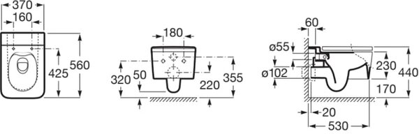 Roca Inspira vas wc agăţat fără margine semi-mat A346537660 | FAVI.ro