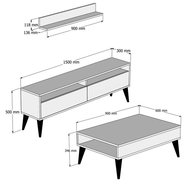 Z0ND0 Set mobilier living Berta (alb). 1089270 | FAVI.ro