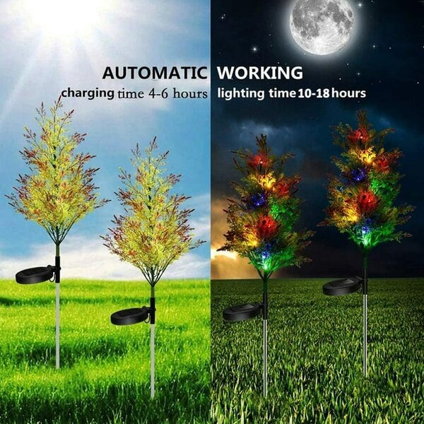 Set 2 x Copac Tuia, Panou solar cu lumini LED | FAVI.ro