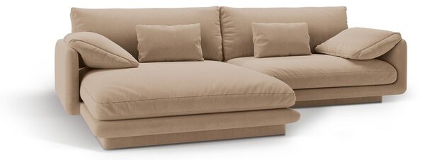 Colțar bej cu tapițerie din catifea (cu colț pe partea stângă /cu șezlong) Torino – Micadoni ...