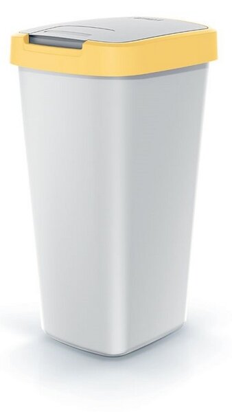 Coș de gunoi cu capac colorat, 25 l, galben/gri | FAVI.ro