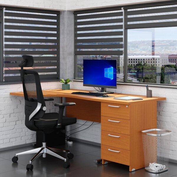 Set mobila birou Visio 3, 140 cm, stanga, cires | FAVI.ro