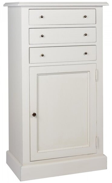 Comoda alba, din lemn de pin, cu 3 sertare si o usa, Country | FAVI.ro