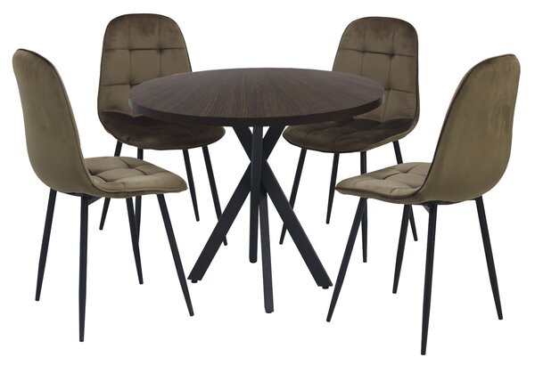 Masă fixă Rotundă Tania X Wenge cu 4 Scaune Gya Maro | FAVI.ro