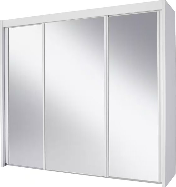 Dressing 300 cm lățime, 3 uși glisante, full oglindă, culoare albă ...