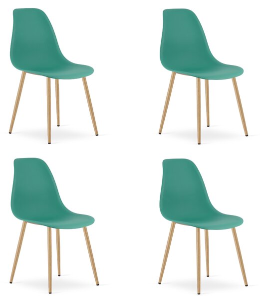 Set 4 Scaune Bucatarie/Dining Velo Plus Verzi Picioare Metalice Finisaj ...