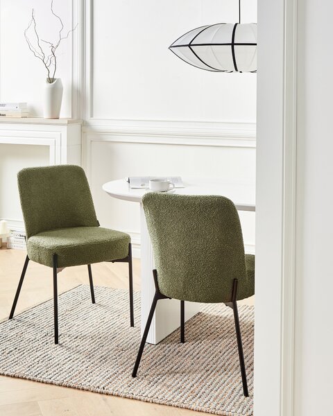 Set de 2 scaune MALIN Boucle Verde inchis | FAVI.ro