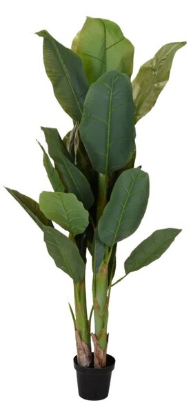 Plantă artificială Bananier 165 cm, cu 23 frunze verzi cu detalii ...