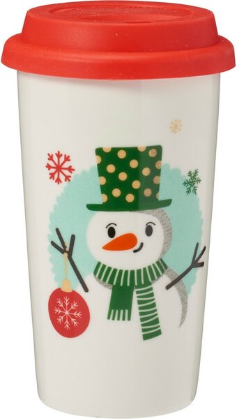 Crockery cup with lid Snowman 400 ml | FAVI.ro