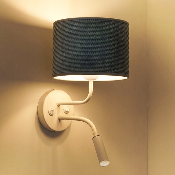 Duolla Aplică de perete Roller, cablu mentă, alb, cu lumină citit, Alb ...