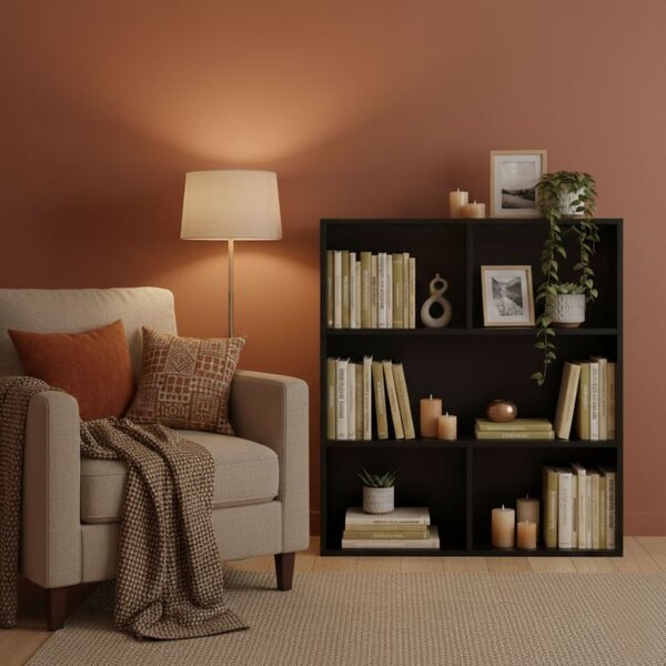 Raft negru modern - raft cu trei etaje pentru cărți, decorațiuni și ...