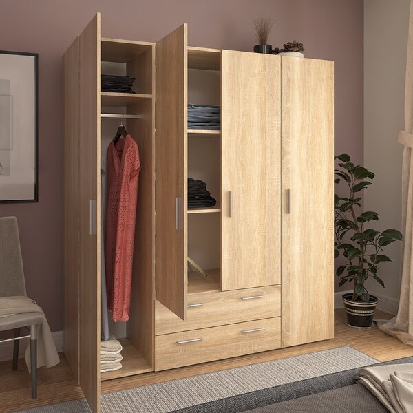 Dulap, patru uşi, stejar sonoma, KORNY | FAVI.ro