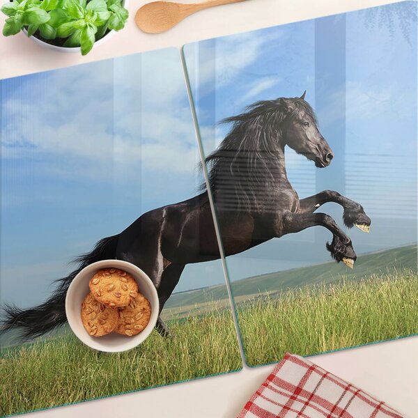 Tocător din sticlă Cal negru în pajiște | FAVI.ro