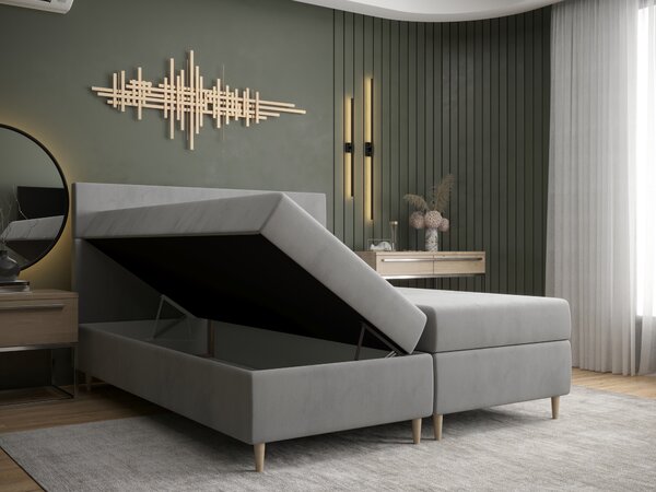 Z0ND0 Pat matrimonial Boxspring 140 cm Flu (negru) ( cu saltea și sp ...