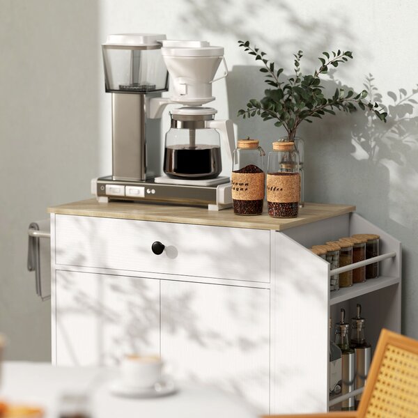 HOMCOM Cărucior de bucătărie cu sertar, dulap, raft pentru condimente ...