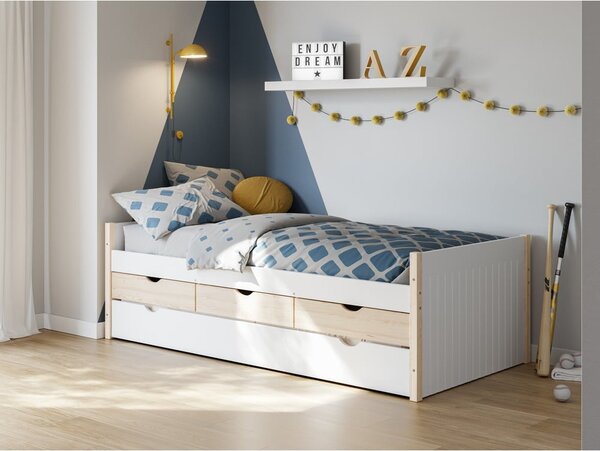 Pat pentru copii alb/în culoare naturală cu spațiu de depozitare 90x190 ...