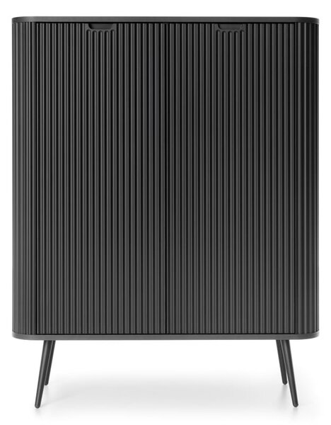 Comoda inalta neagra canelata din MDF si placa laminata Zova | FAVI.ro
