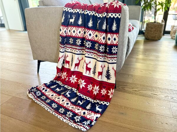 Patura microplus de Craciun albastru și alb CRACIUN COLORAT Dimensiune ...