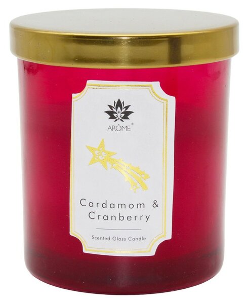Arome Lumânare în sticlă colorată cu capac,Cardamon & Cranberry, 125 g ...