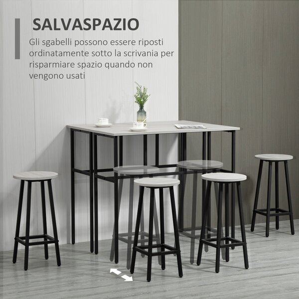 HOMCOM Set de bar de 6 piese cu 4 scaune de bar si 2 mese inalte din ...