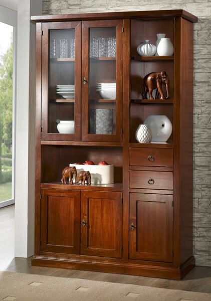 Comoda inalta cu vitrina Teodora 121/190/41 cm | FAVI.ro