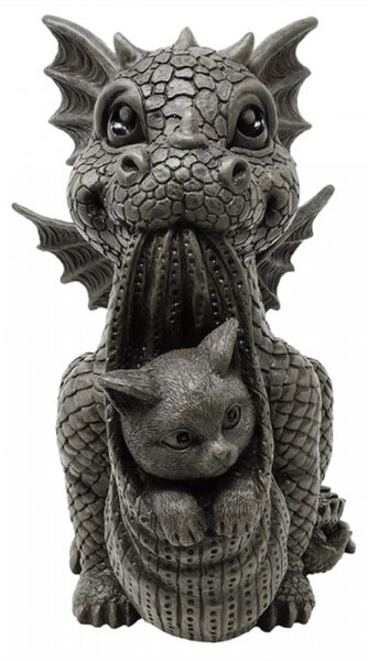 Statueta pentru gradina Dragon cu Pisicuta 27x25 cm | FAVI.ro