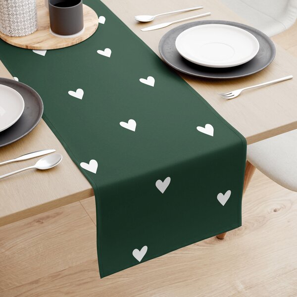 Goldea napron de masă de crăciun 100% bumbac - inimioare pe verde ...