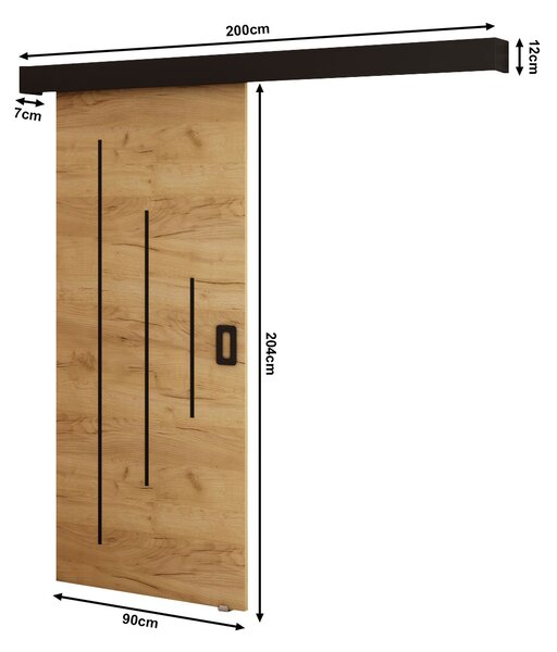 Z0ND0 Uși culisante 90 cm Bethany Y (craft auriu + negru mat). 1043501 ...