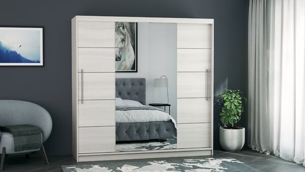 Dressing Sara, cu oglinda, 200x200x60 cm, Pin | FAVI.ro