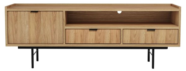 Comodă TV cu ușă, 2 sertare și raft Edison stejar hikora | FAVI.ro