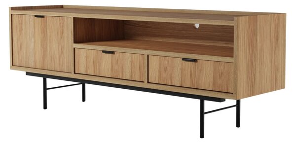 Comodă TV cu ușă, 2 sertare și raft Edison stejar hikora | FAVI.ro