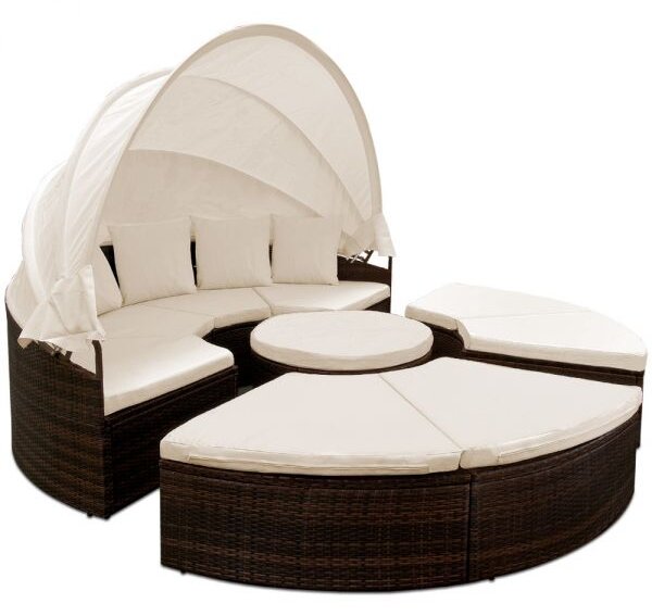 Deuba Pat de gradina din ratan LAZY BIG - maro 230 cm | FAVI.ro