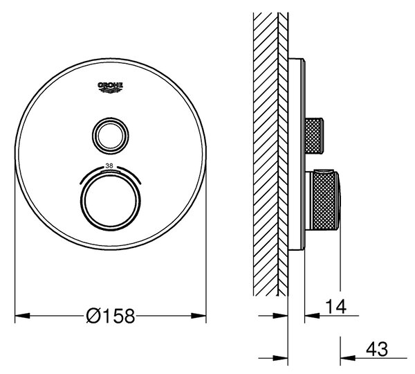 Grohe Grohtherm SmartControl baterie de duș ascuns da StarLight Chrome ...