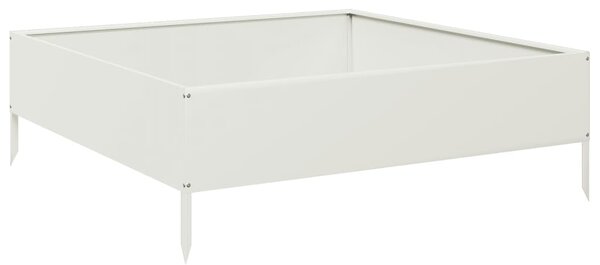 Strat înălțat de grădină, alb, 100x100x33,5 cm, oțel | FAVI.ro