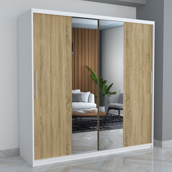 Dresing Smart 200 Alb cu Oglinda si Usi Sonoma | FAVI.ro