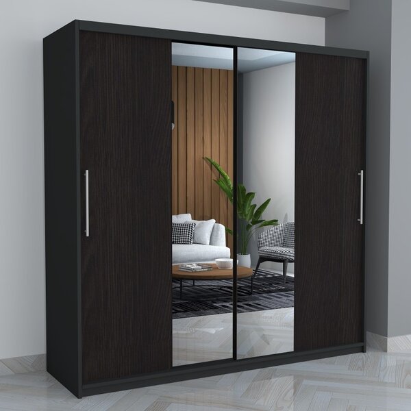 Dresing Smart 200 Gri cu Oglinda si Usi Wenge | FAVI.ro