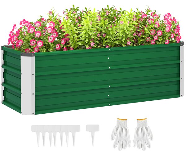 Outsunny Pat de Grădină Ridicat Fără Fund, din Oțel, cu 2 Zone de ...